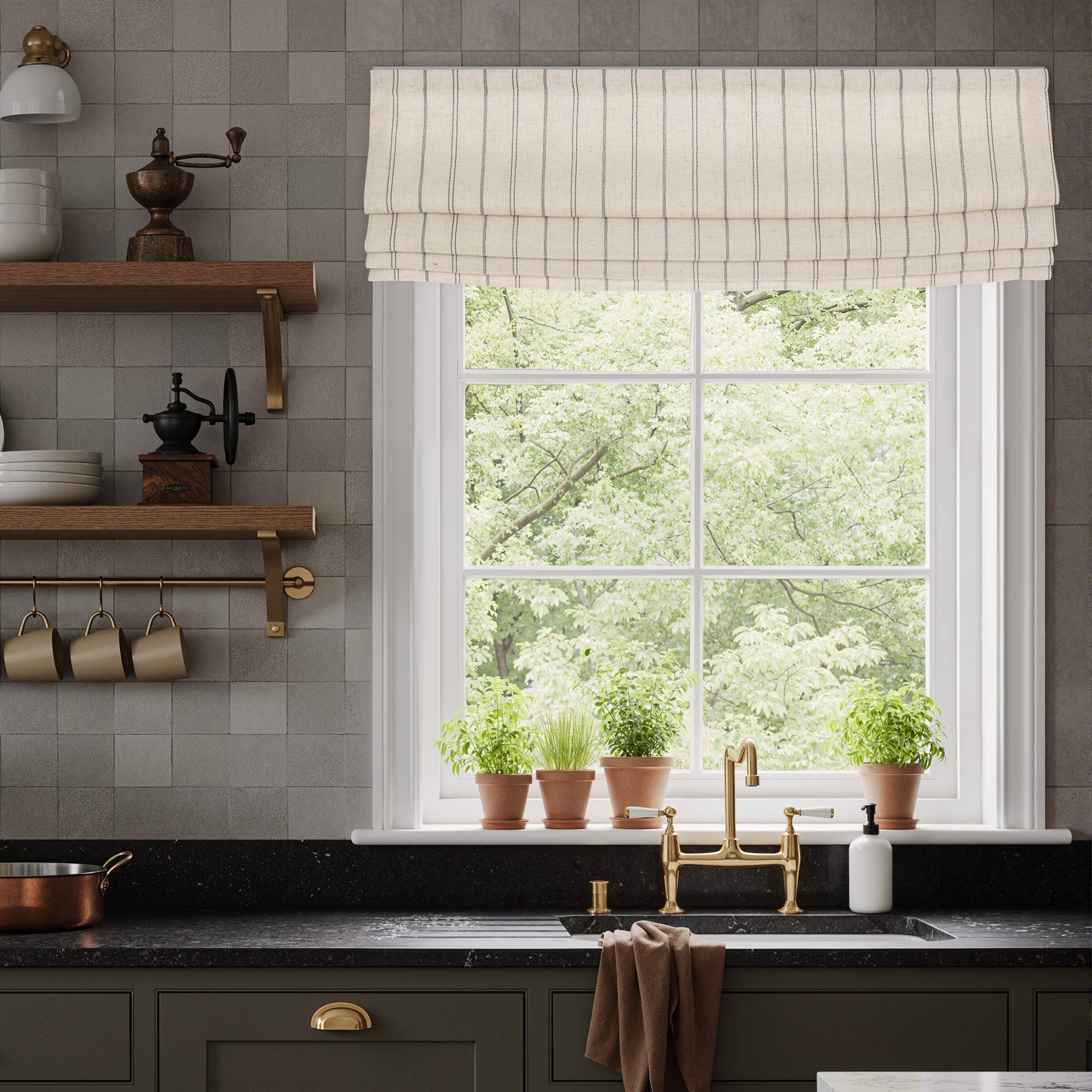 Cora Minimalist Striped Linen Custom Roman Shades – Curtarra