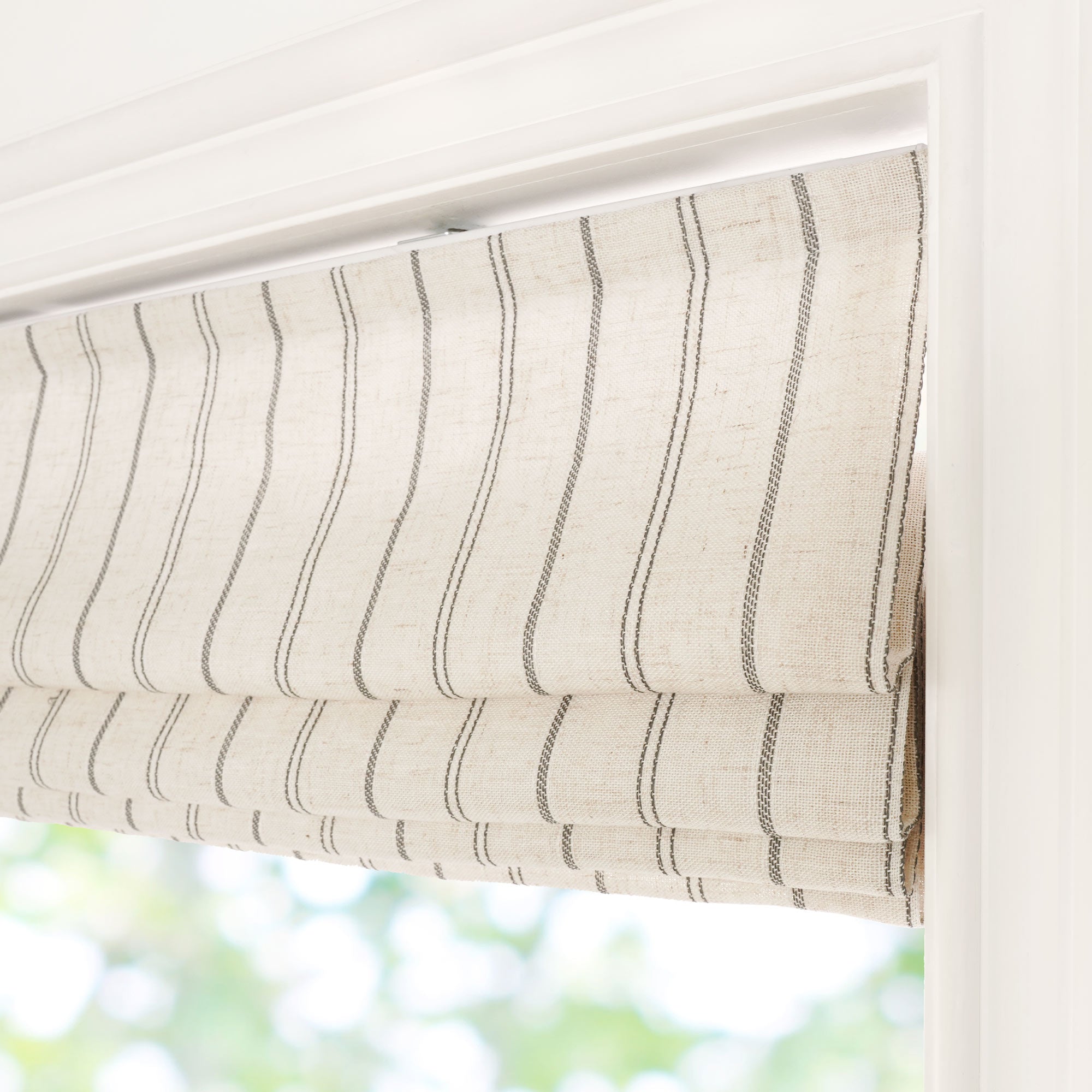 Cora Minimalist Striped Linen Custom Roman Shades – Curtarra
