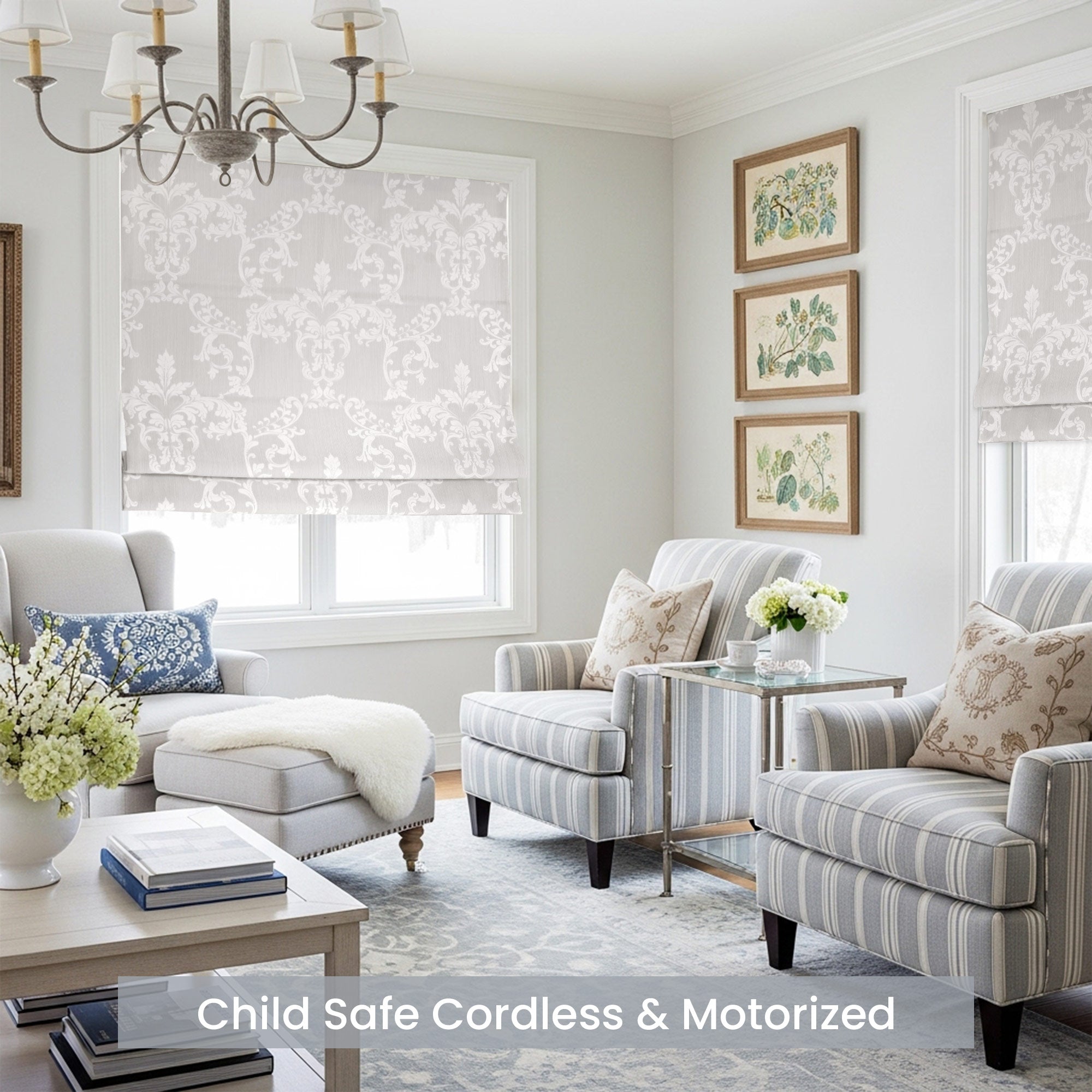 Stella Jacquard Double-Sided Pattern No Drill Roman Shades – Curtarra